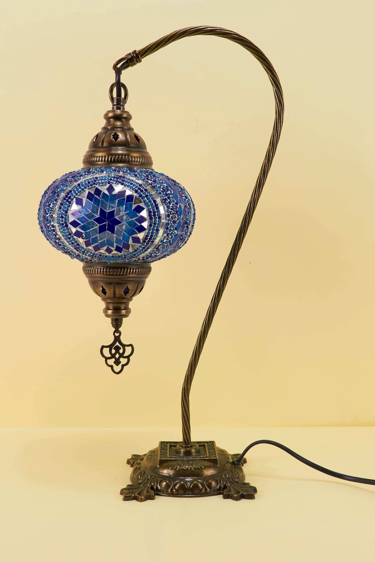 J&Z | Kameelneklamp Midnight Sultan – Blauwe Mozaïek Tafellamp 16cm ...